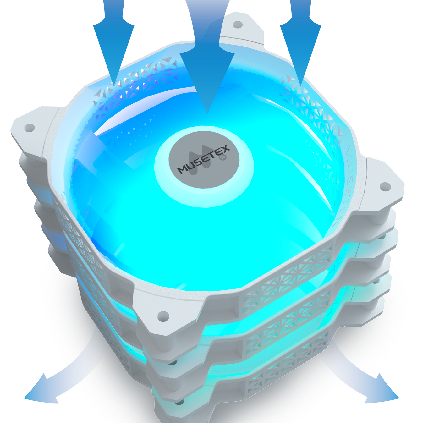 MUSETEX PC Fans, 120MM PWM ARGB Computer Case Fans, Adjustable Speed,