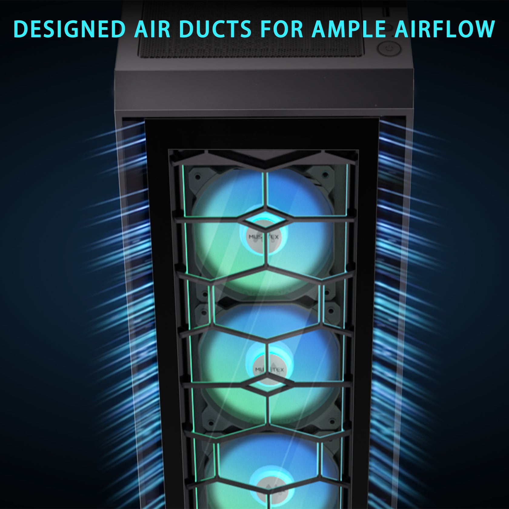 G07-N6 MUSETEX ATX PC Case, 6 PWM ARGB Fans Pre-Installed, Computer Ca