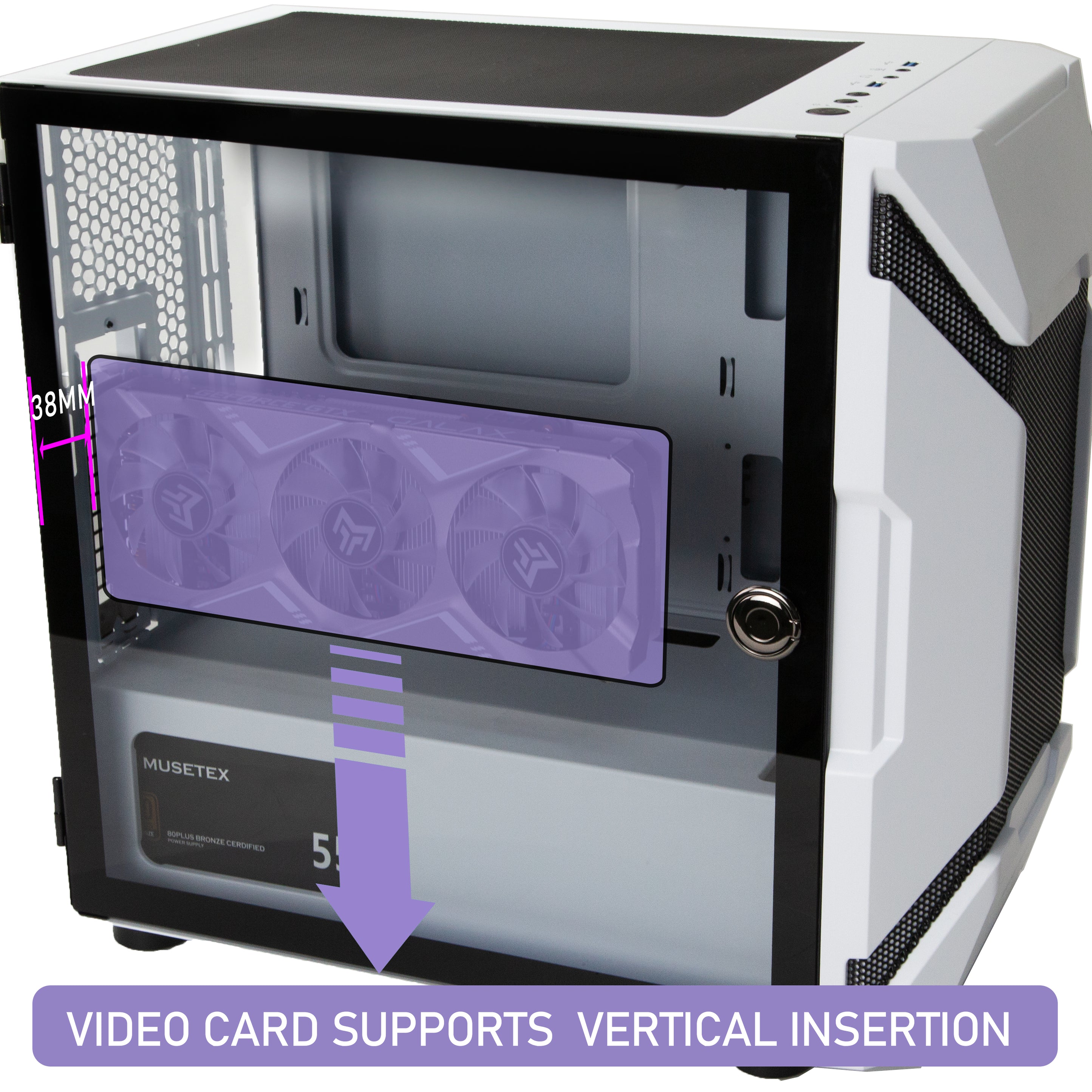 MK7-GN5 MUSETEX Mesh MATX (Micro-ATX) Case 5 PCS ARGB Fans Pre-Install