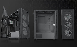 NN8-N6 MUSETEX ATX PC Case Pre-Install 6 PWM ARGB Fans, Polygonal Mesh