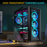 G07-S6 MUSETEX ATX PC Case, 6 PWM ARGB Fans Pre-Installed, Computer Ca