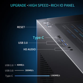 K2 MUSETEX ATX PC Case, 6 PWM ARGB Fans Pre-Installed 270° Full view