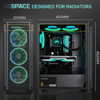 TW8-S6 MUSETEX ATX PC Case with 6 PWM ARGB Fans, Mid-Tower Gaming Case