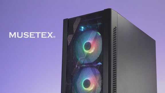 NN8-N6 MUSETEX ATX PC Case Pre-Install 6 PWM ARGB Fans, Polygonal Mesh